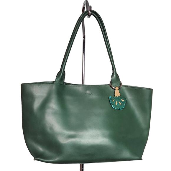 Furla | Bags | Furla Green Leather Tote Bag | Poshmark